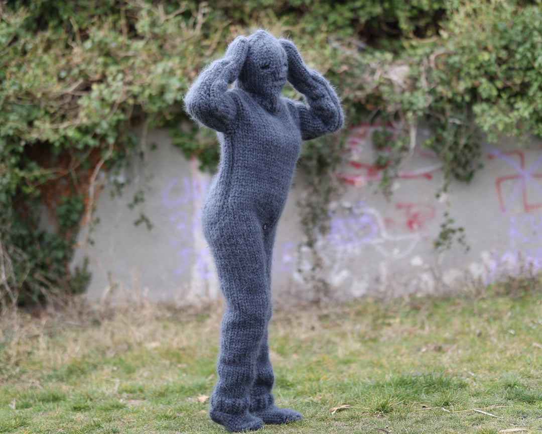 Mohair Catsuit – 20-Strand Hand-Knitted Fluffy Full Body Suit with ...